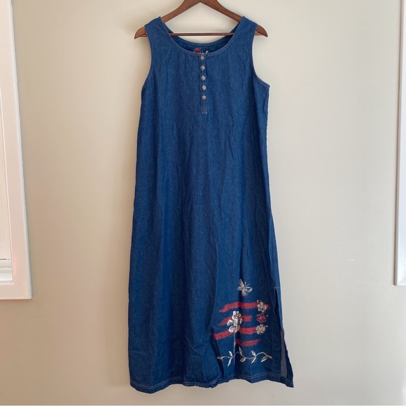 Koret | Dresses | Koret City Blues Denim Blue Jean Maxi Dress With ...